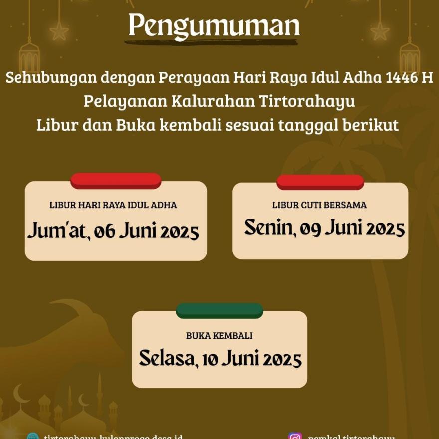 PENGUMUMAN LIBUR DAN CUTI BERSAMA PERAYAAN HARI RAYA IDUL ADHA 1446 H ...